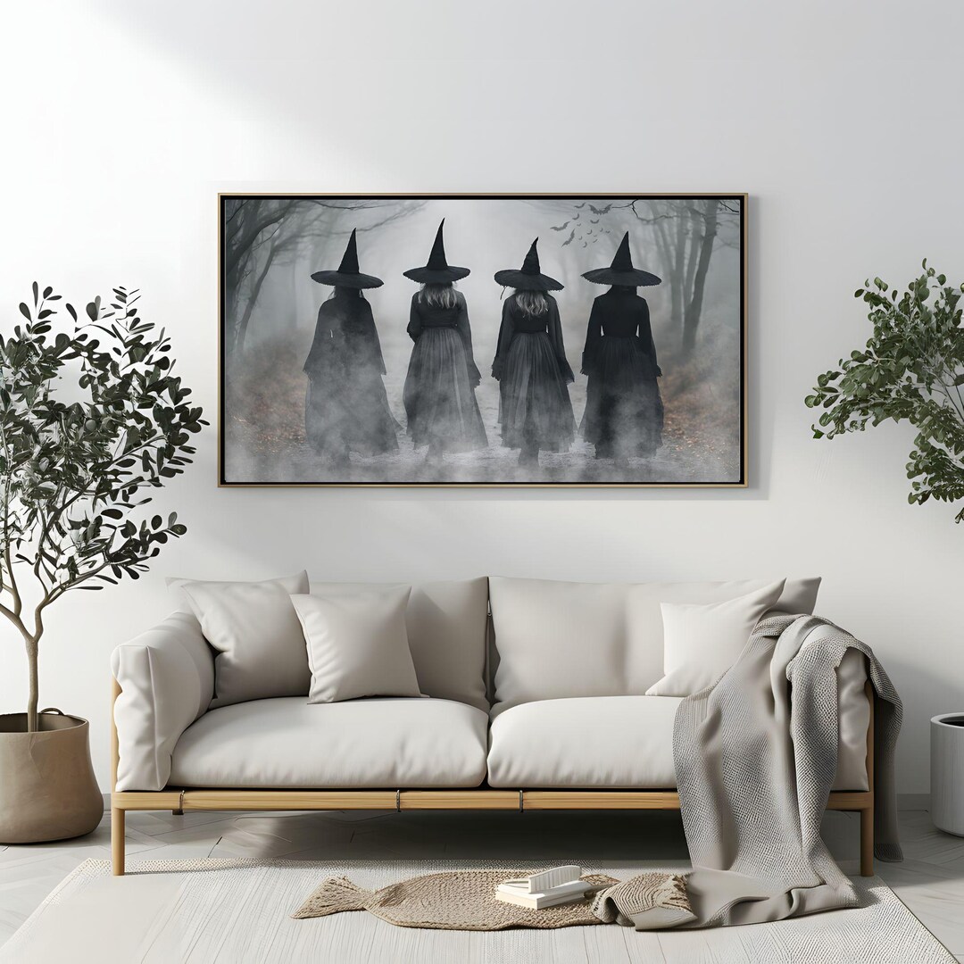 Halloween Samsung Frame TV Art , Four Witches in the Mist Wall Art ...