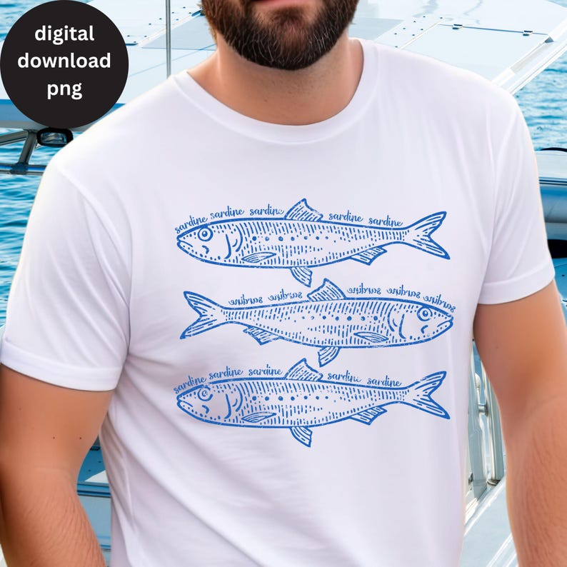 Trendy Sardine PNG, Three Sardines Sublimation Design, Fisherman ...