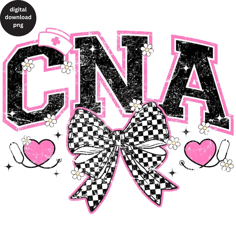 CNA Bow Png, Retro Certified Nursing Assistant Png, Retro CNA Life Png ...