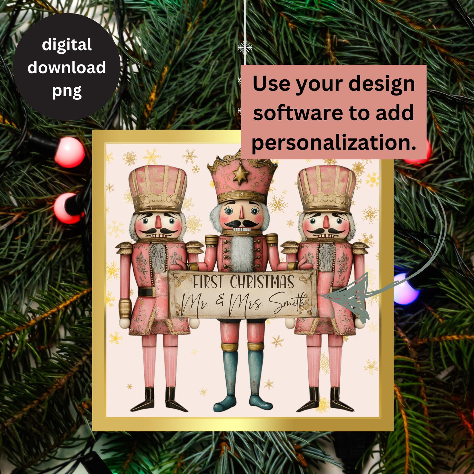 DIY Personalized Pastel Nutcracker PNG Personalized Christmas Kids Name ...