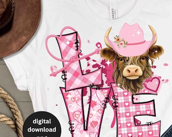 Heifer Valentine Png, Highland Cow Valentine Png, Valentine Day Western ...