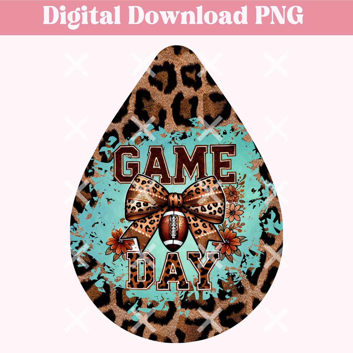 Coquette Football Teardrop Earring PNG, Football Bow Sublimation Design ...
