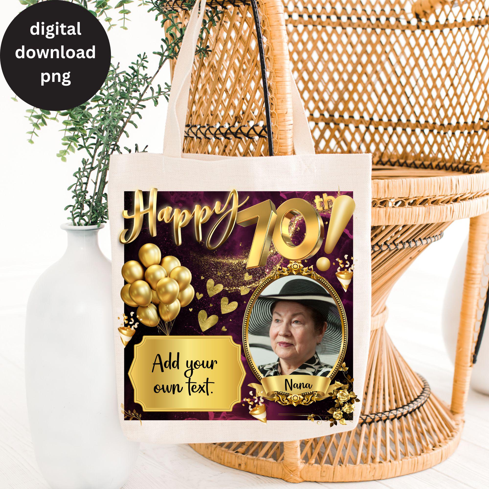 DIY 70th Birthday Photo Template PNG, DIY Personalized Seventieth ...