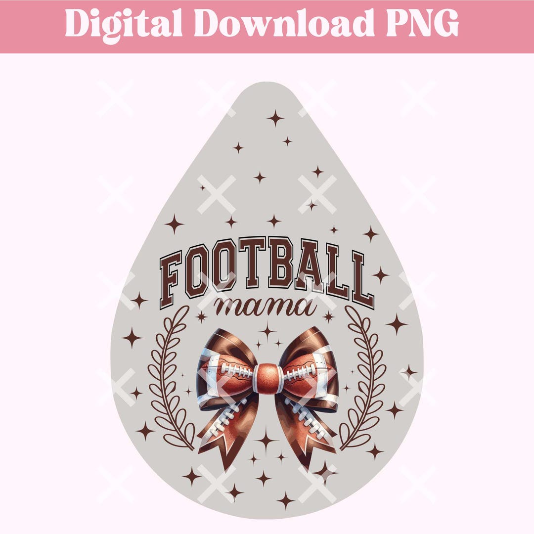 Coquette Football Teardrop Earring PNG, Football Bow Sublimation Design ...