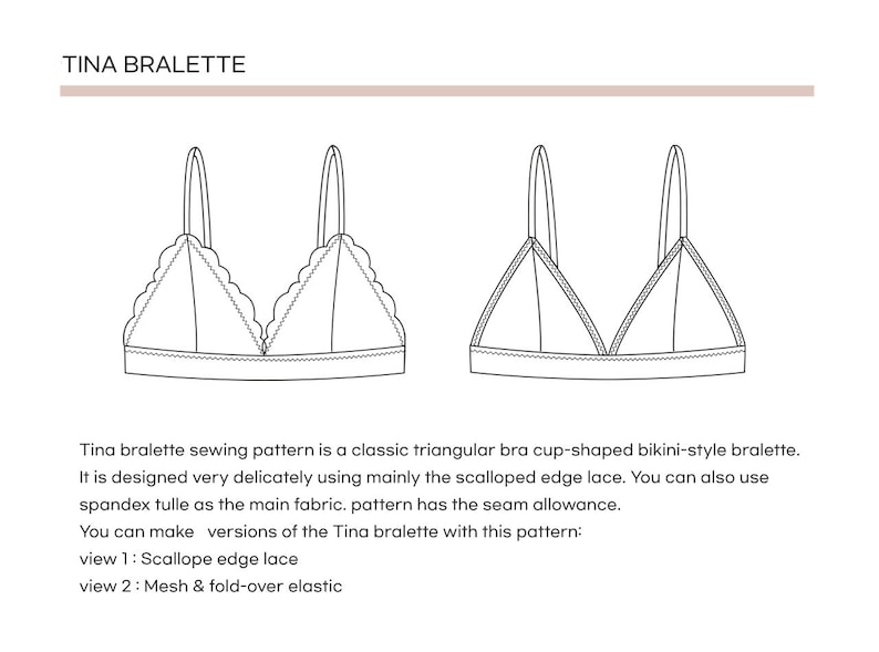 Tina Bralette- Instant Digital Download PDF Sewing Pattern - Etsy