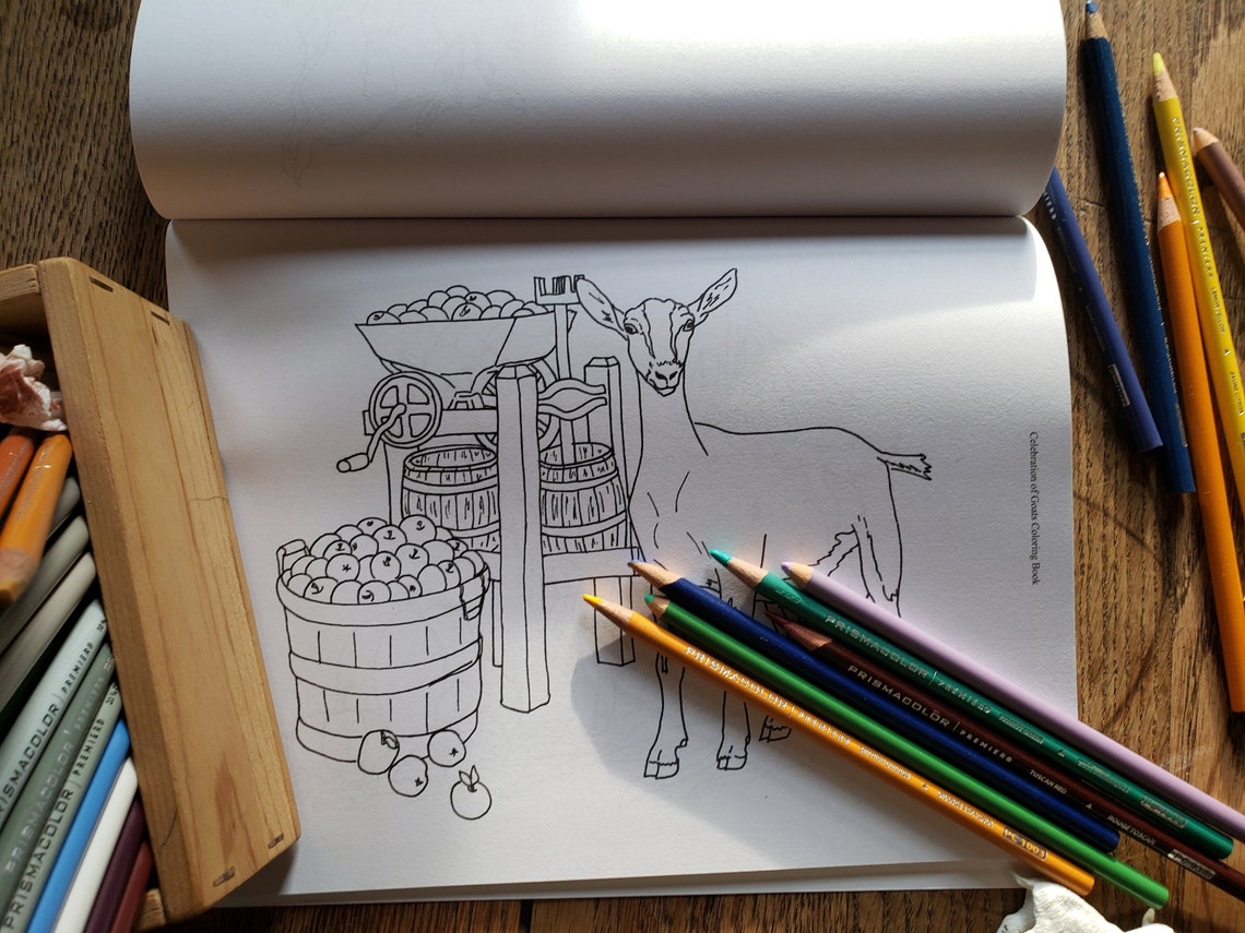 Celebration of Goats Coloring Book Art Therapy Advanced Creatives Hand ...