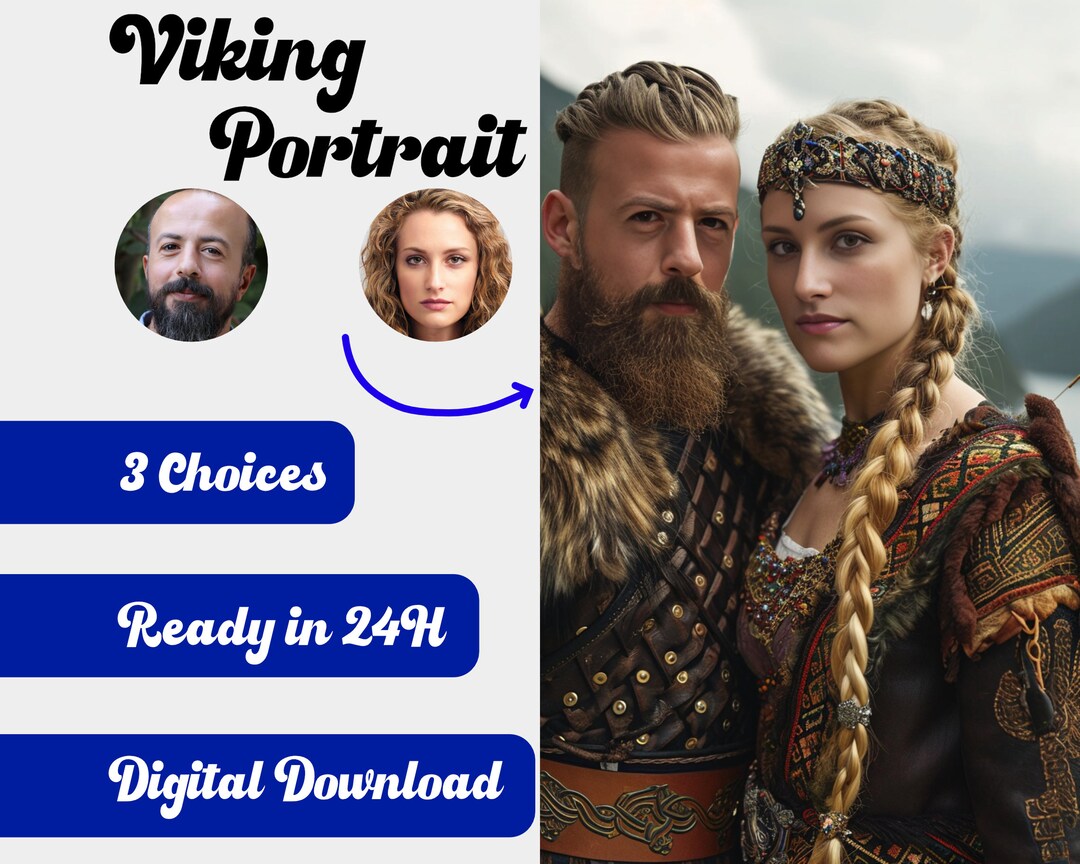Custom Viking Couple Portraits Unique Custom Digital Art Viking Couple ...
