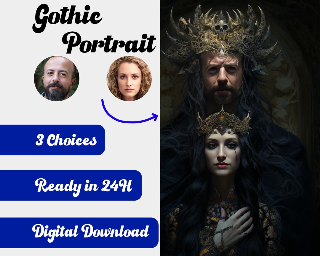 Custom Gothic Couple Portraits Unique Custom Digital Art Gothic Couple ...
