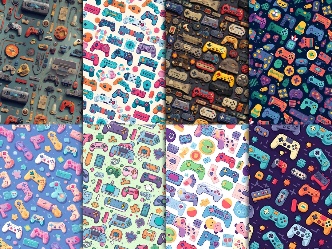 Seamless Retro Games Pattern Retro Video Game Console Y2k Style Digital ...