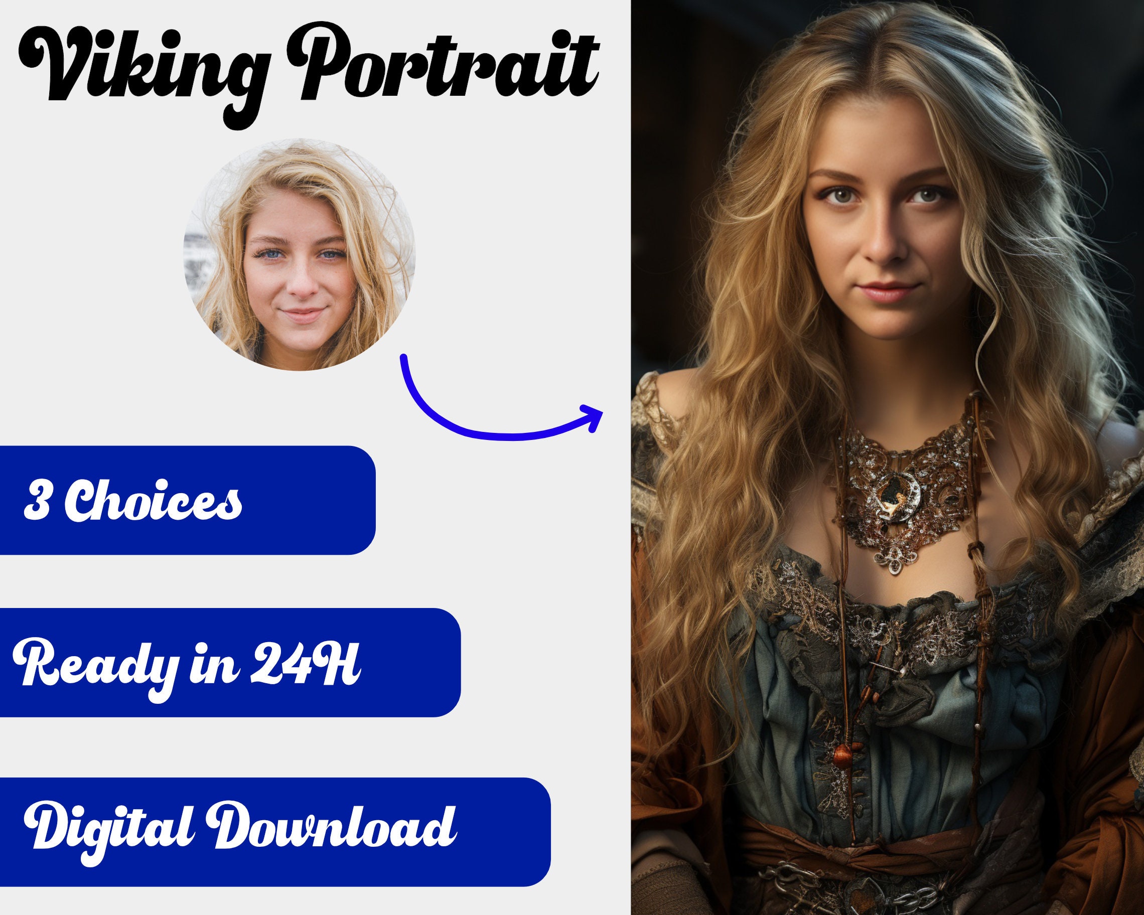Custom Viking Portrait Digital Artwork Personalized Gift for Family ...