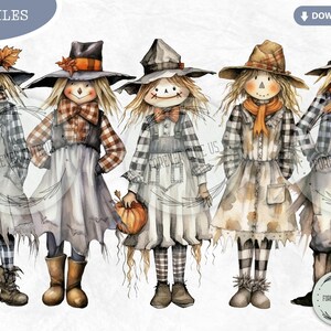Farmhouse Scarecrow Clipart, Fall, Autumn, Harvest, Watercolor ...