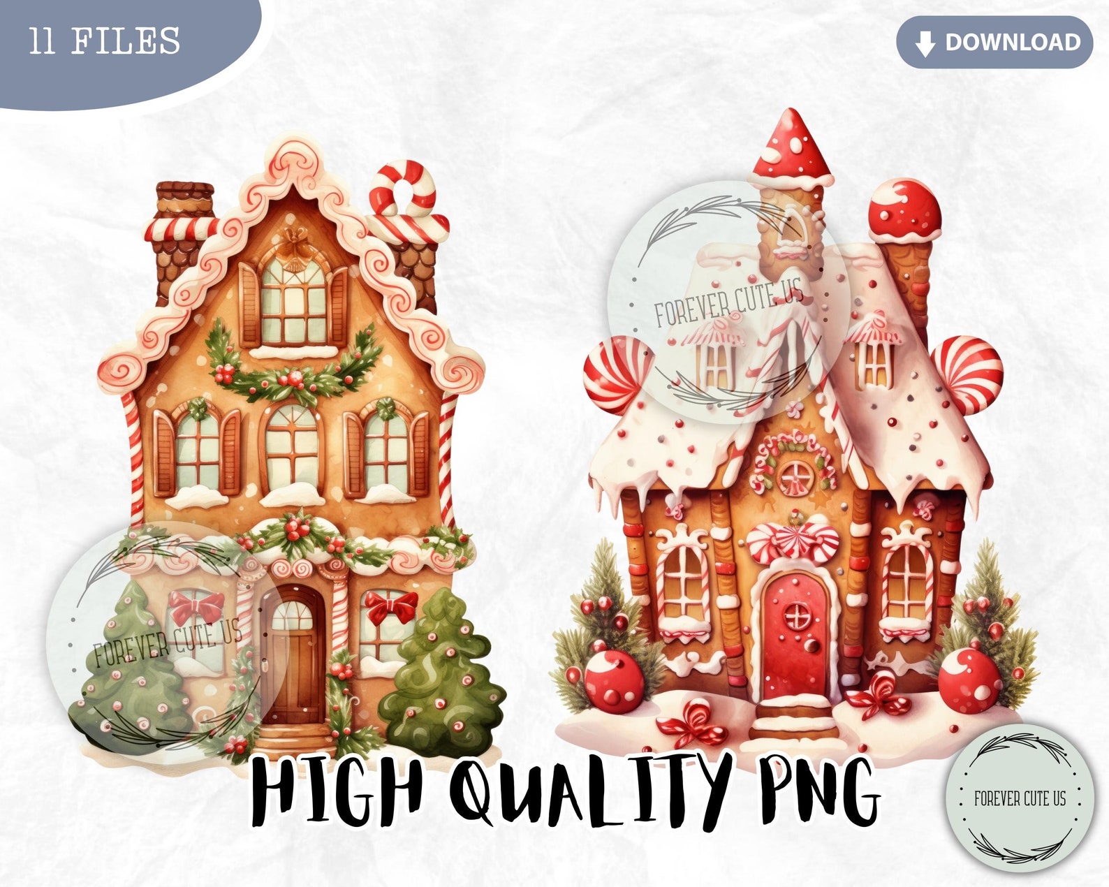Cute Christmas Gingerbread House Clipart Set, Candy Cane, Peppermint ...