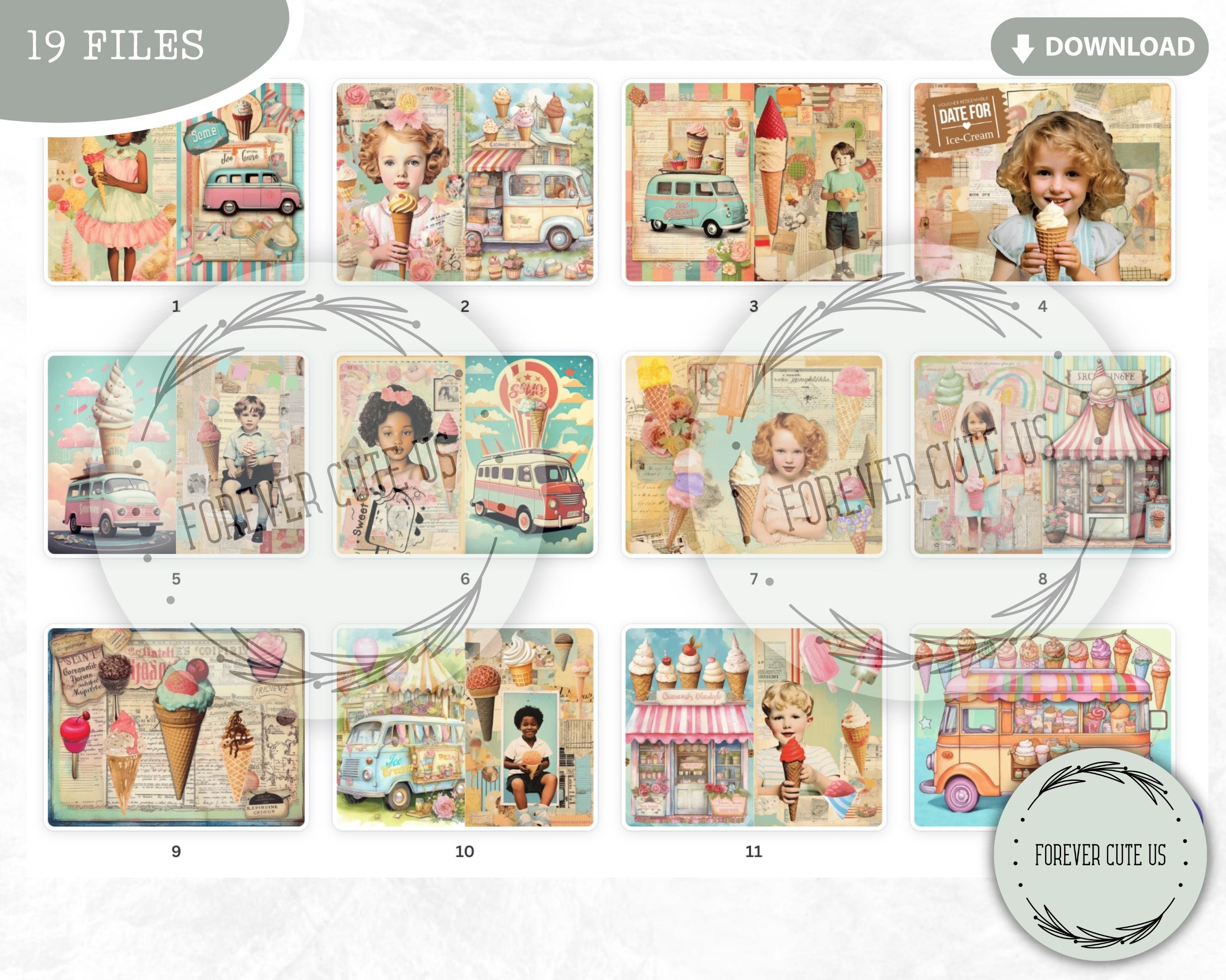 Vintage Summer Ice Cream Junk Journal Collage Sheet Retro - Etsy