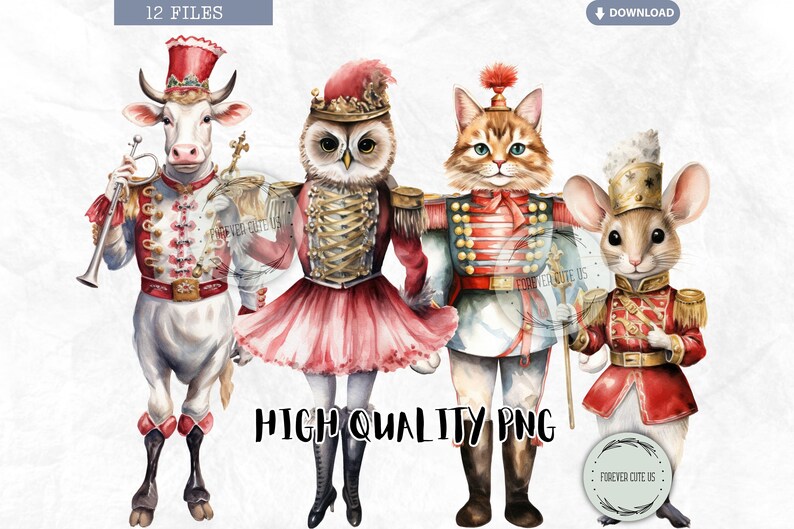 Animal Nutcracker Clipart Set, Christmas, Winter, Holidays, Soldier ...