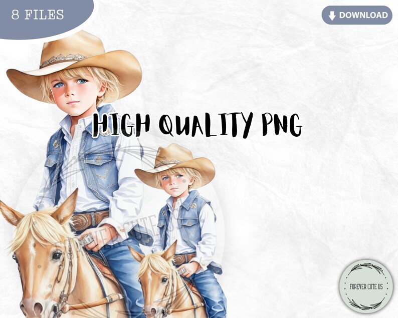 Lil Cowboy Clipart Bundle, Baby Cowboy Clipart, Watercolor Cowboy ...