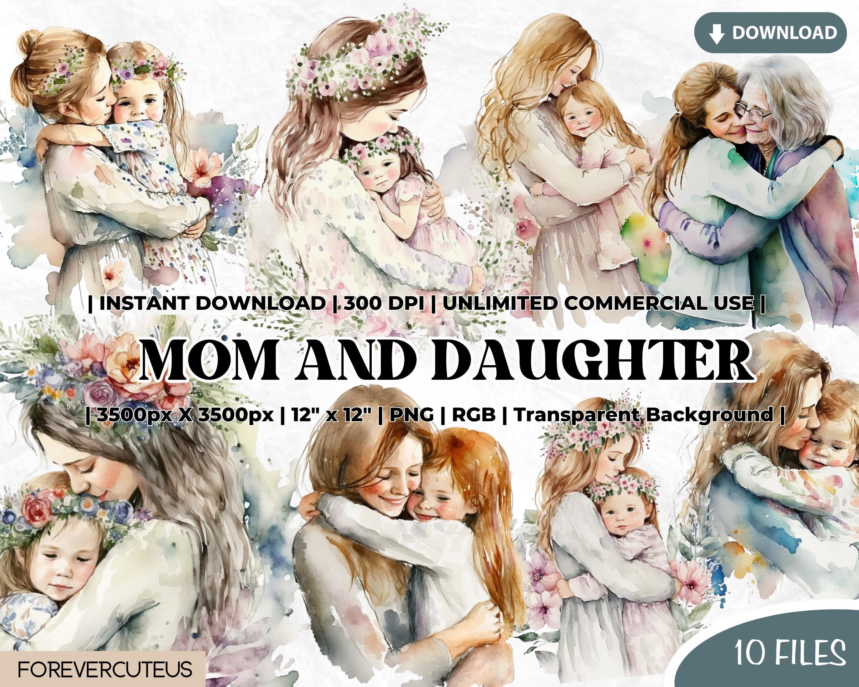 Mother's Day Clipart Mom Life Png Mom and Daughter Clipart Daughter PNG ...