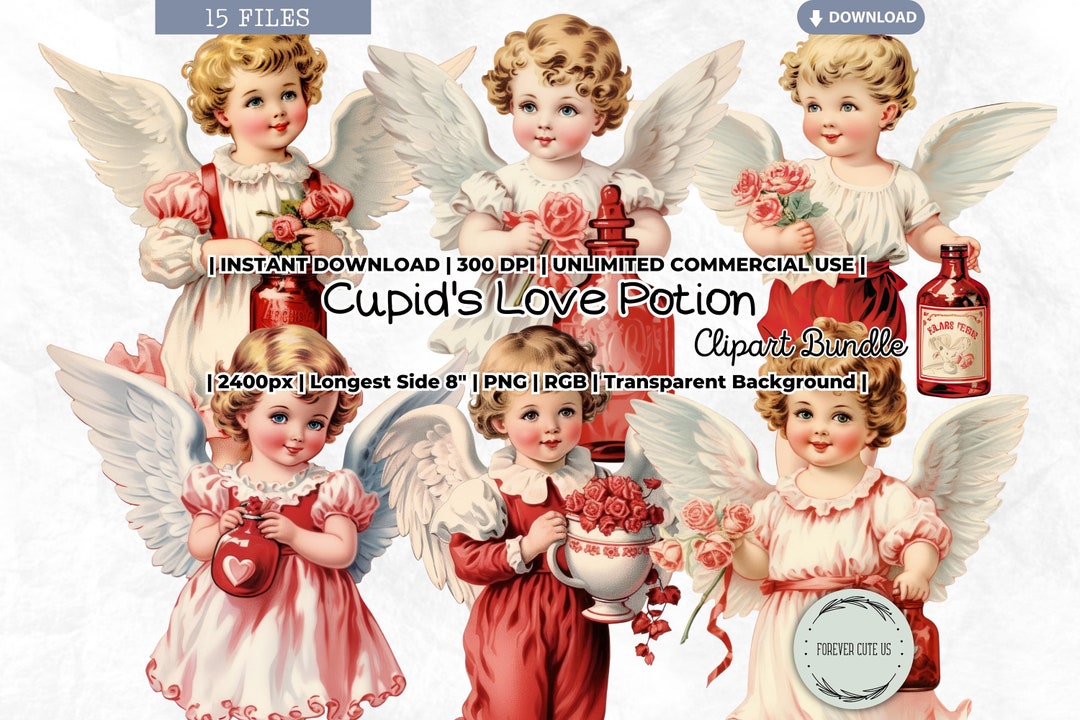 Cupid's Love Potion Clipart, Valentine's Day, Brew, Cupid, Angel, Heart ...