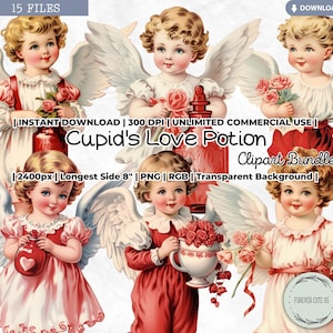 Cupid's Love Potion Clipart, Valentine's Day, Brew, Cupid, Angel, Heart ...