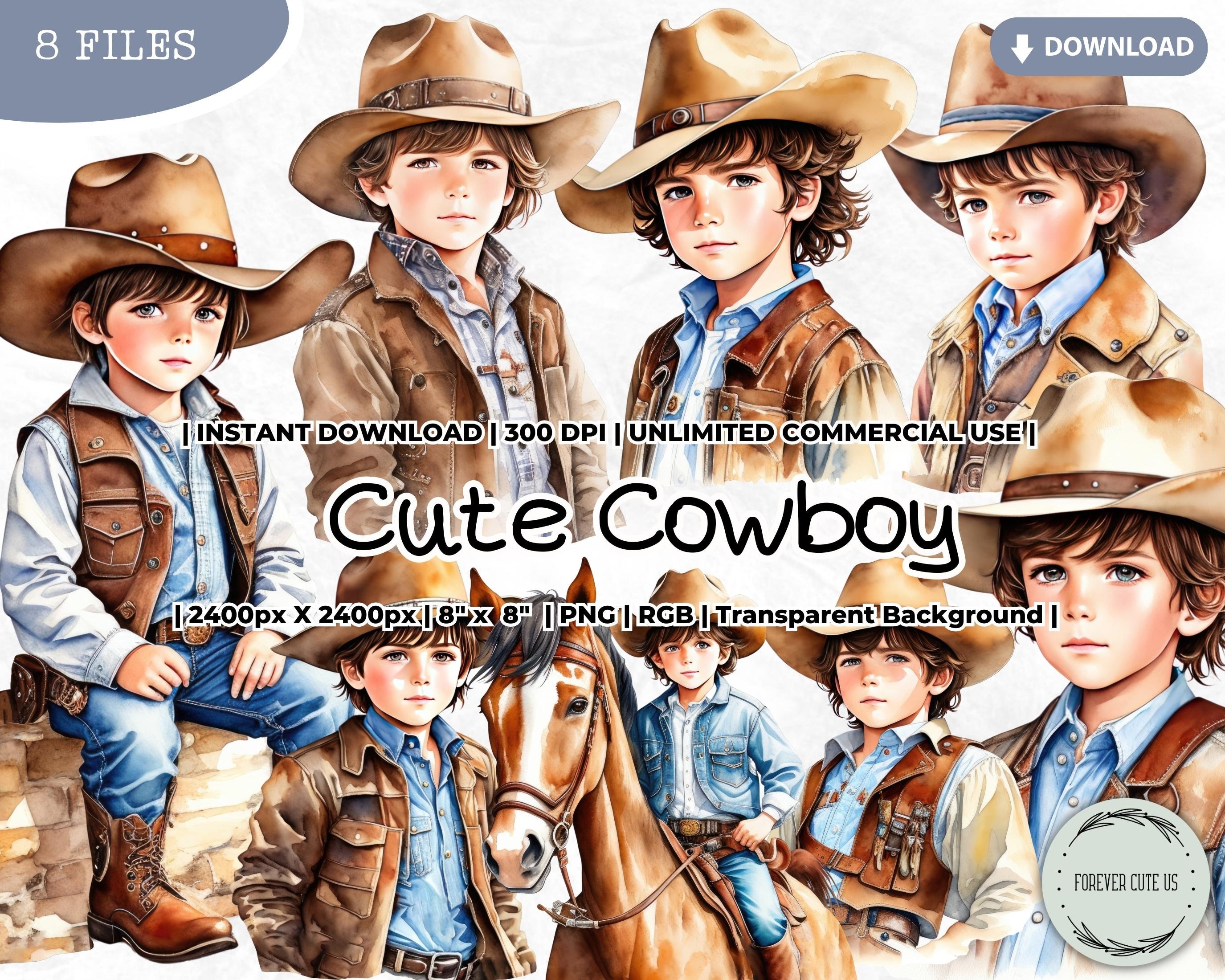 Cute Cowboy Clipart Bundle Baby Cowboy Clipart Watercolor - Etsy