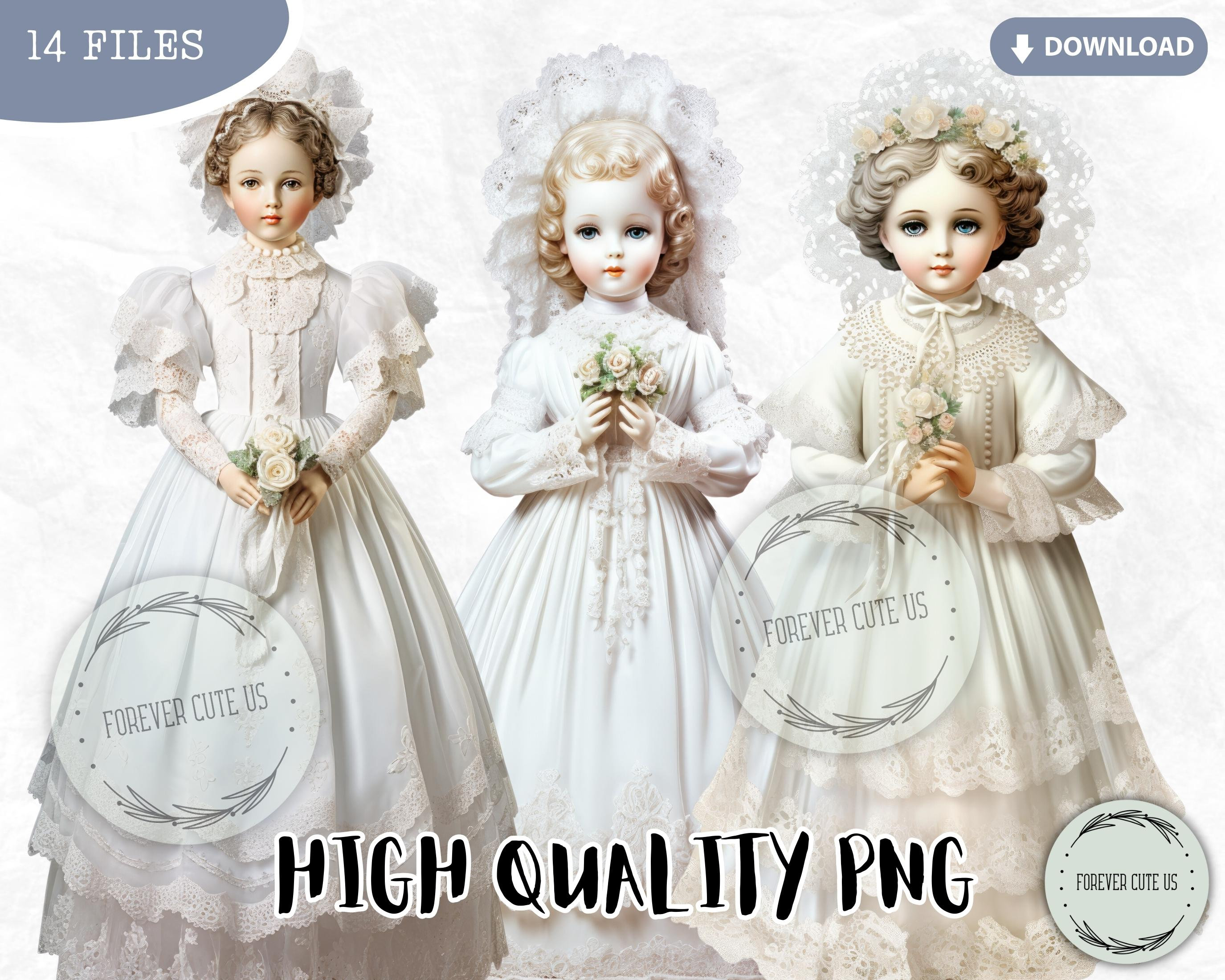 Vintage First Communion Doll Clipart Bundle Little Girl - Etsy