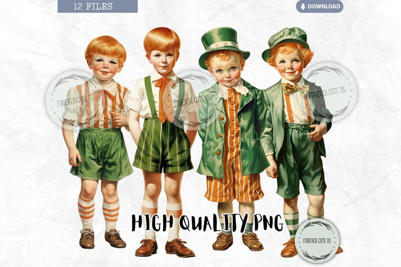 Retro St Patrick Boy Clipart Set, Shabby, St Paddy, Irish, Victorian ...
