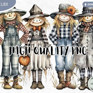 Farmhouse Scarecrow Clipart, Fall, Autumn, Harvest, Watercolor ...