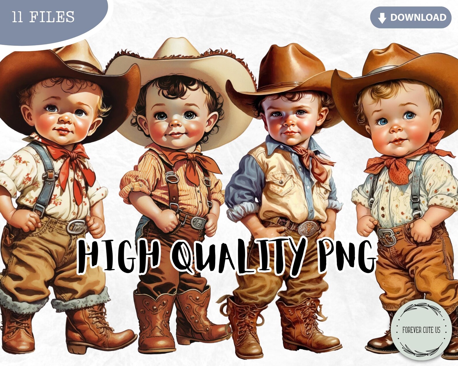 Cute Cowboy Clipart Bundle Baby Cowboy Watercolor Western - Etsy