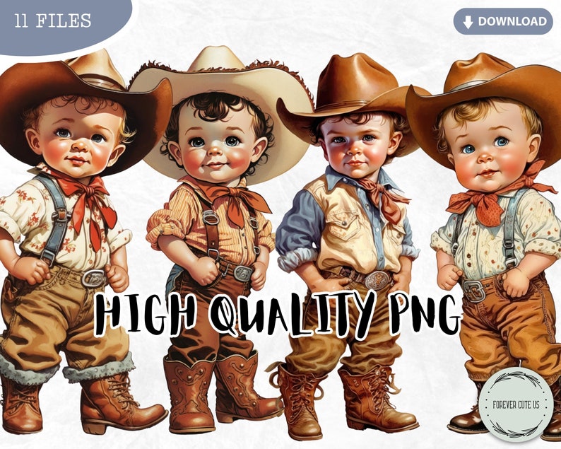 Cute Cowboy Clipart Bundle Baby Cowboy Watercolor Western - Etsy