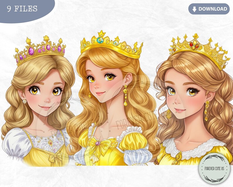 Yellow Princess Clipart Fairytale Story Book Princess - Etsy