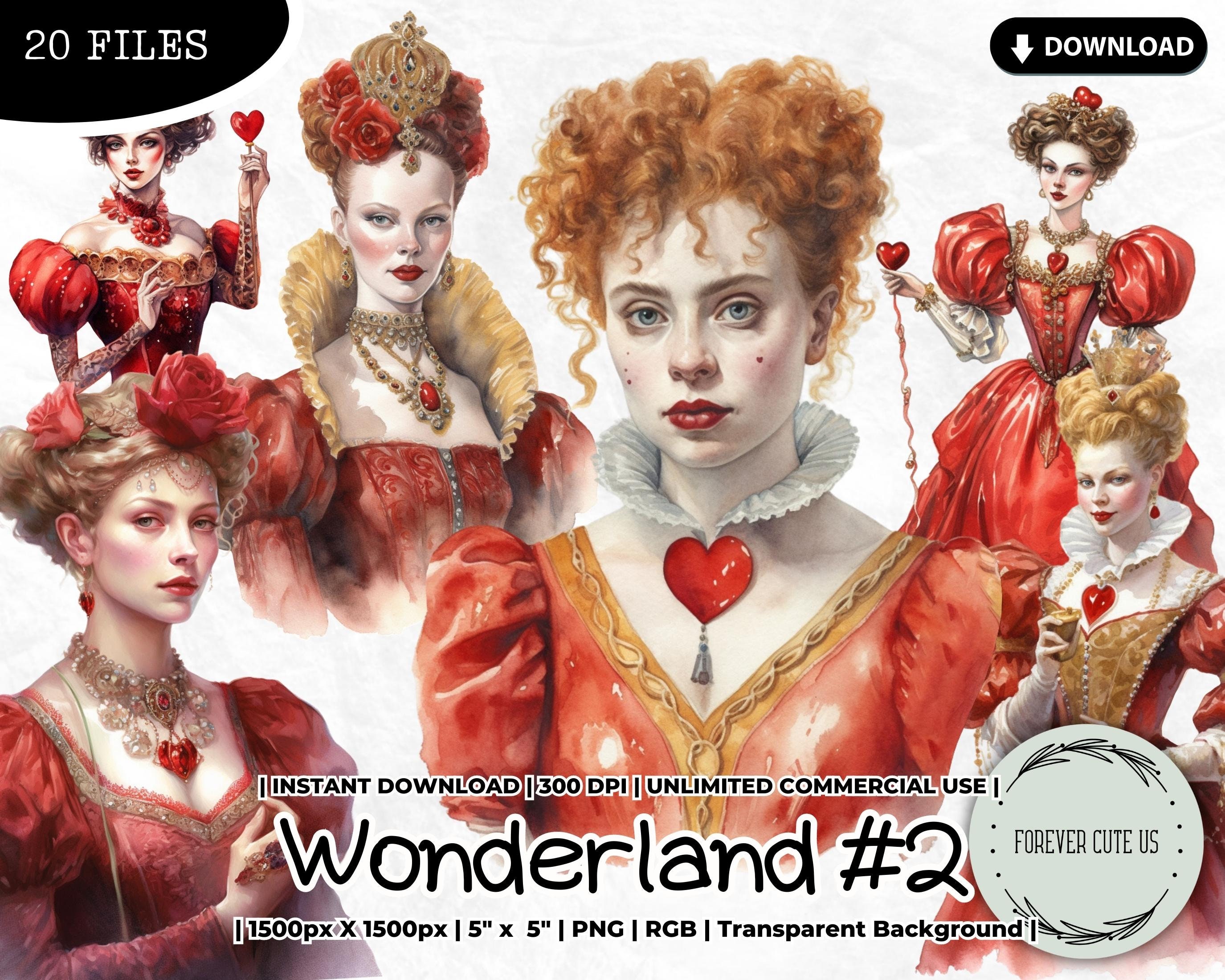 Wonderland Clipart Alice's Adventure Inspired Queen of - Etsy