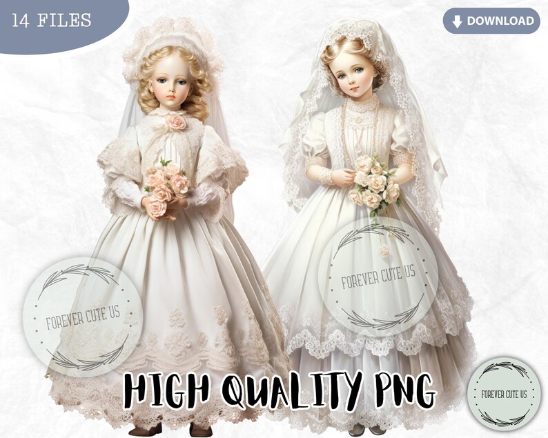 Vintage First Communion Doll Clipart Bundle Little Girl - Etsy