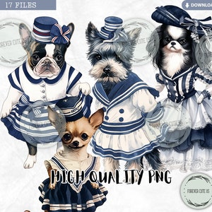 Vintage Nautical Dress Dog Clipart, Retro, Victorian, Puppy, Sailor ...