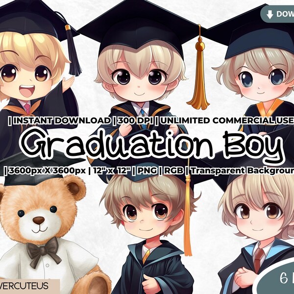 Boy Graduate Clipart - Etsy