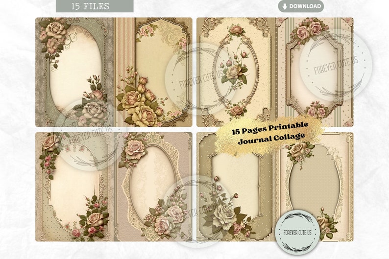 Soft Pastel Junk Journal Collage Sheet, Shabby Chic Journal Papers ...