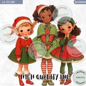 Traditional Christmas Elf Girl Clipart, Santa Helper, Classic Xmas ...