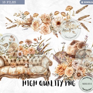 Fall Cottagecore Clipart, Autumn, Thanksgiving, Forest, Flower, Cozy ...