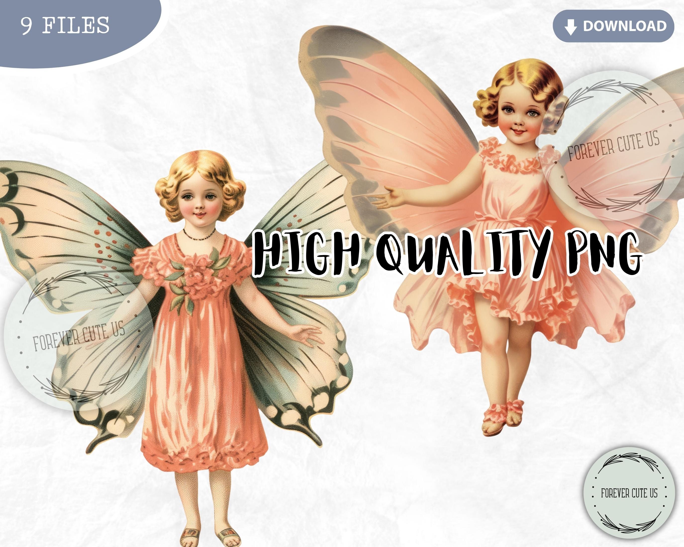 Vintage Butterfly Fairy Clipart Bundle, Little Girl, Victorian ...