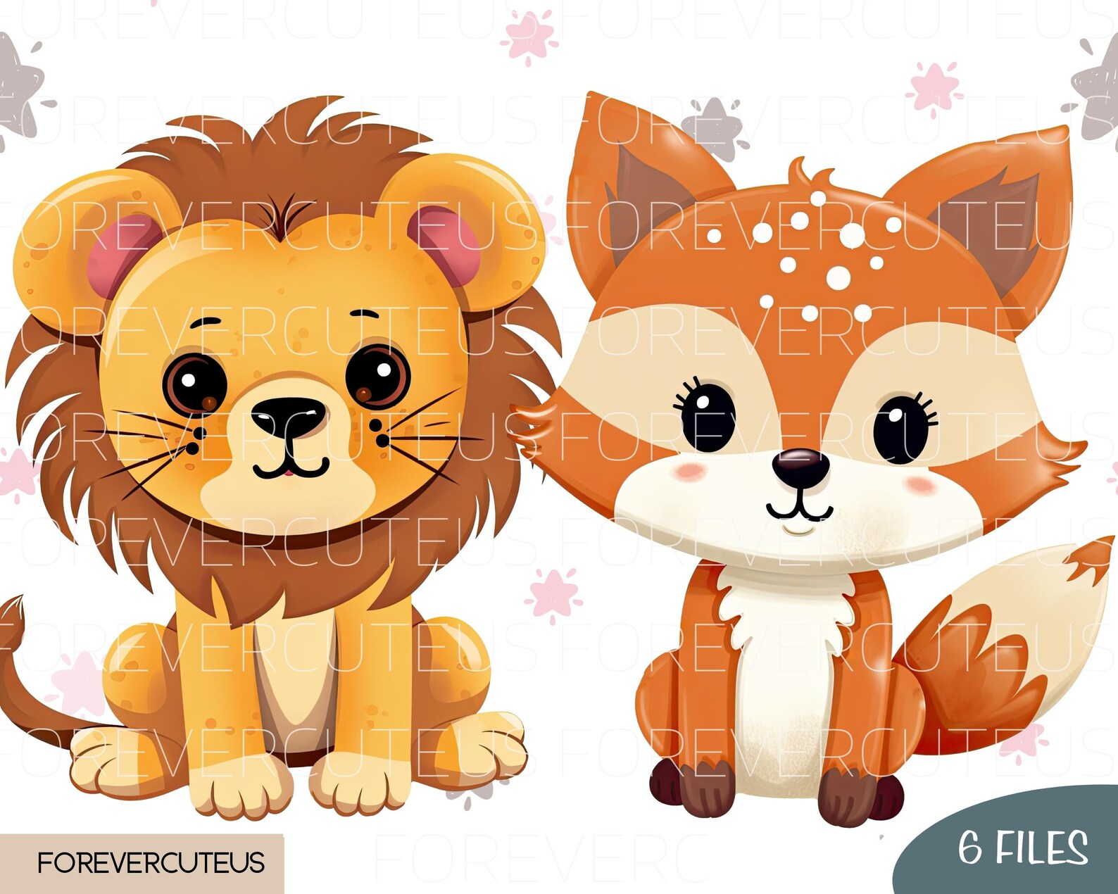 Nursery Animals Clipart Bundle Cute Animals Clipart Woodland - Etsy