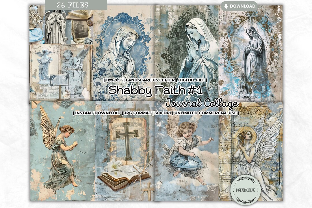 Shabby Faith Junk Journal Collage Set, Holy Mother Mary, Virgin Mary ...
