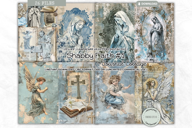Shabby Faith Junk Journal Collage Set, Holy Mother Mary, Virgin Mary ...