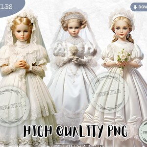 Vintage First Communion Doll Clipart Bundle, Little Girl, Confirmation ...