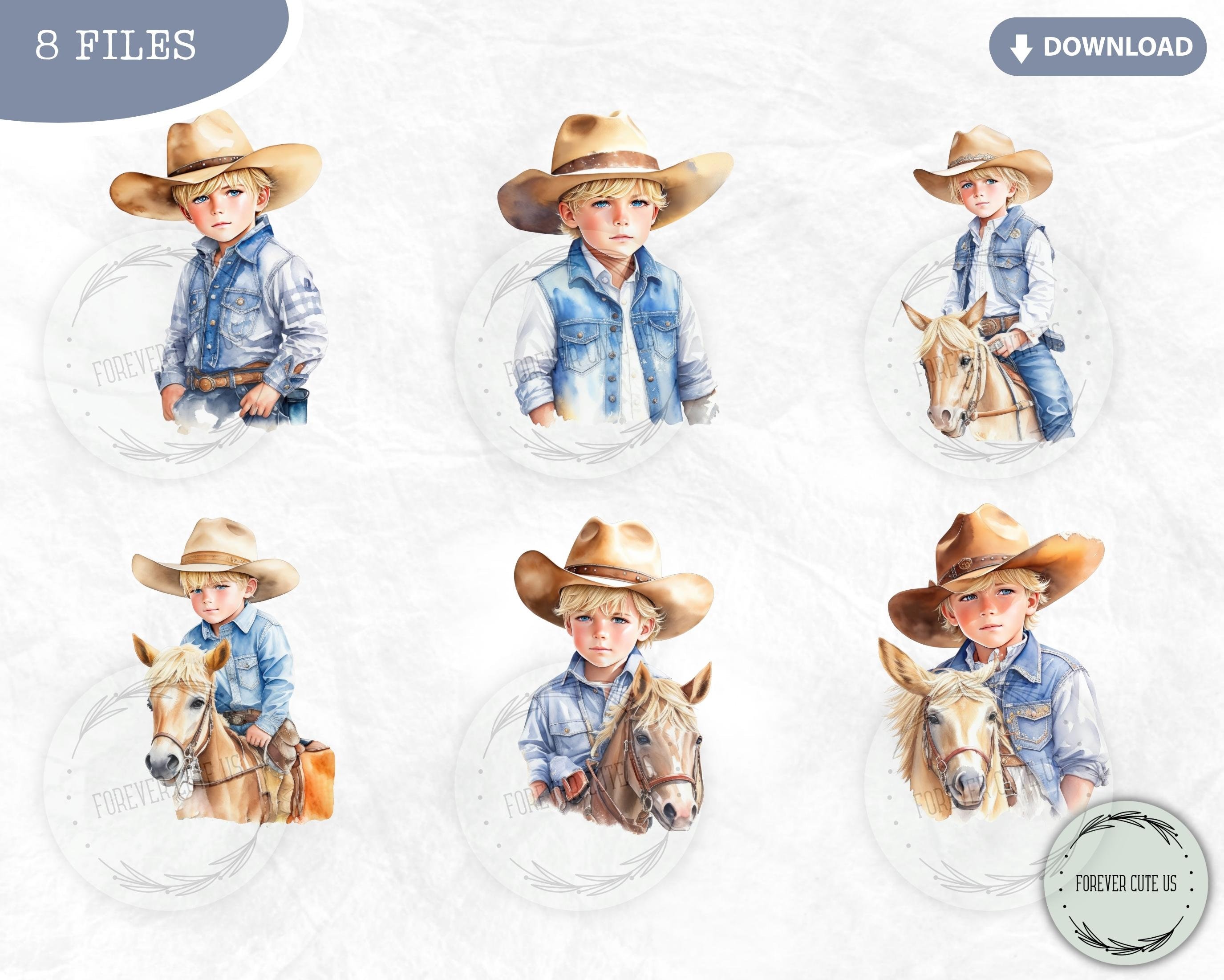 Lil Cowboy Clipart Bundle Baby Cowboy Clipart Watercolor - Etsy