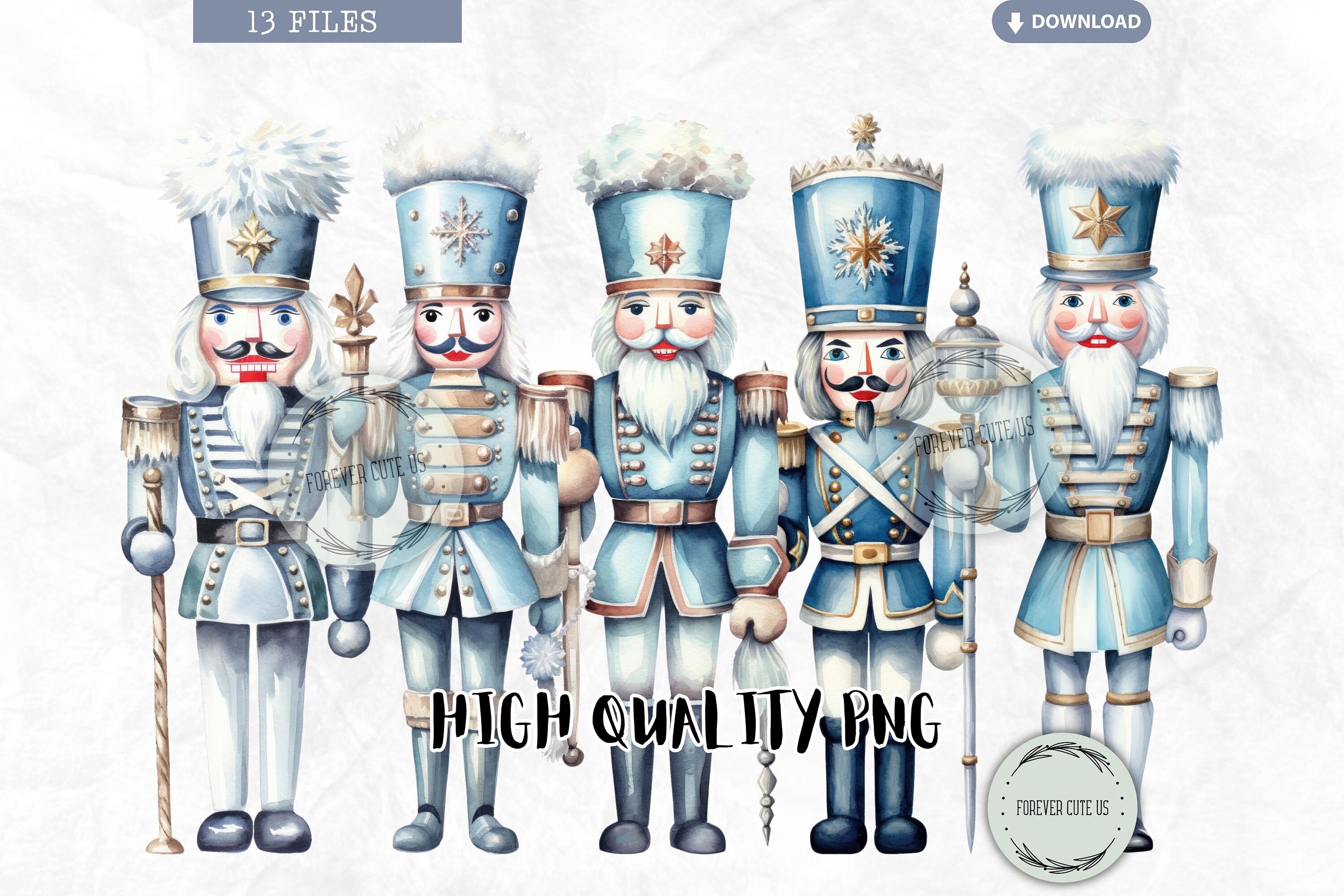 Light Blue Nutcracker Clipart Set Blue Christmas Soldier - Etsy