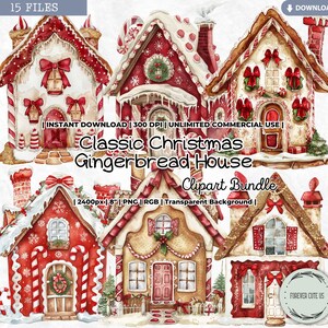 Classic Christmas Gingerbread House Clipart, Traditional, Candy Cane ...