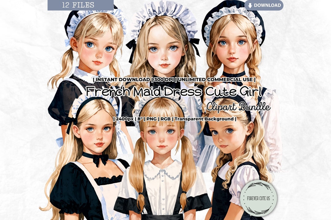 French Maid Dress Cute Girl Clipart, Lolita, Japan Cosplay Restaurant ...