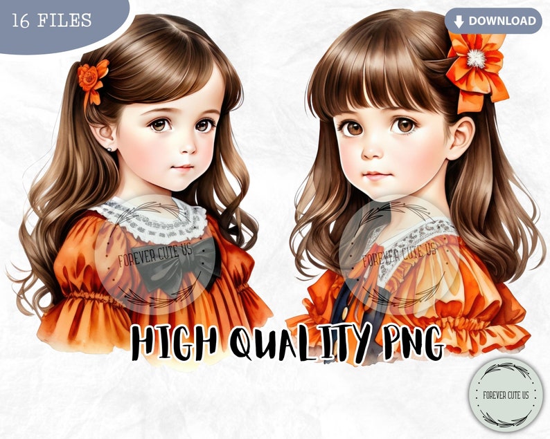 Cute Halloween Girl Clipart Set Fall Autumn Thanksgiving - Etsy