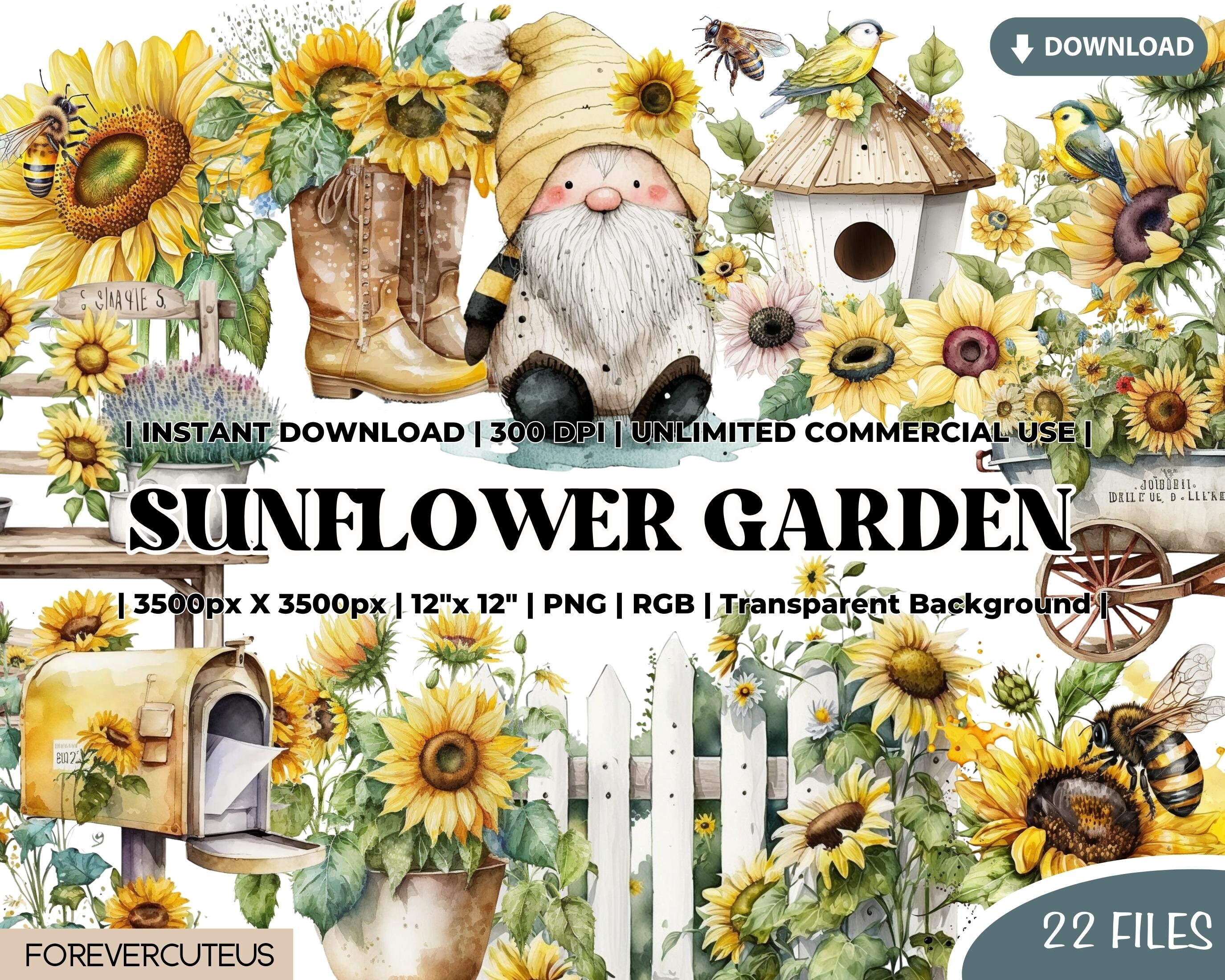 Sunflower Garden Clipart Sunflower Clipart Sunflower PNG - Etsy