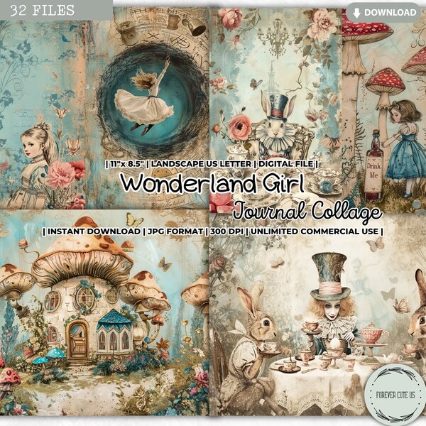 Alice in Wonderland Junk Journal Kit - Etsy