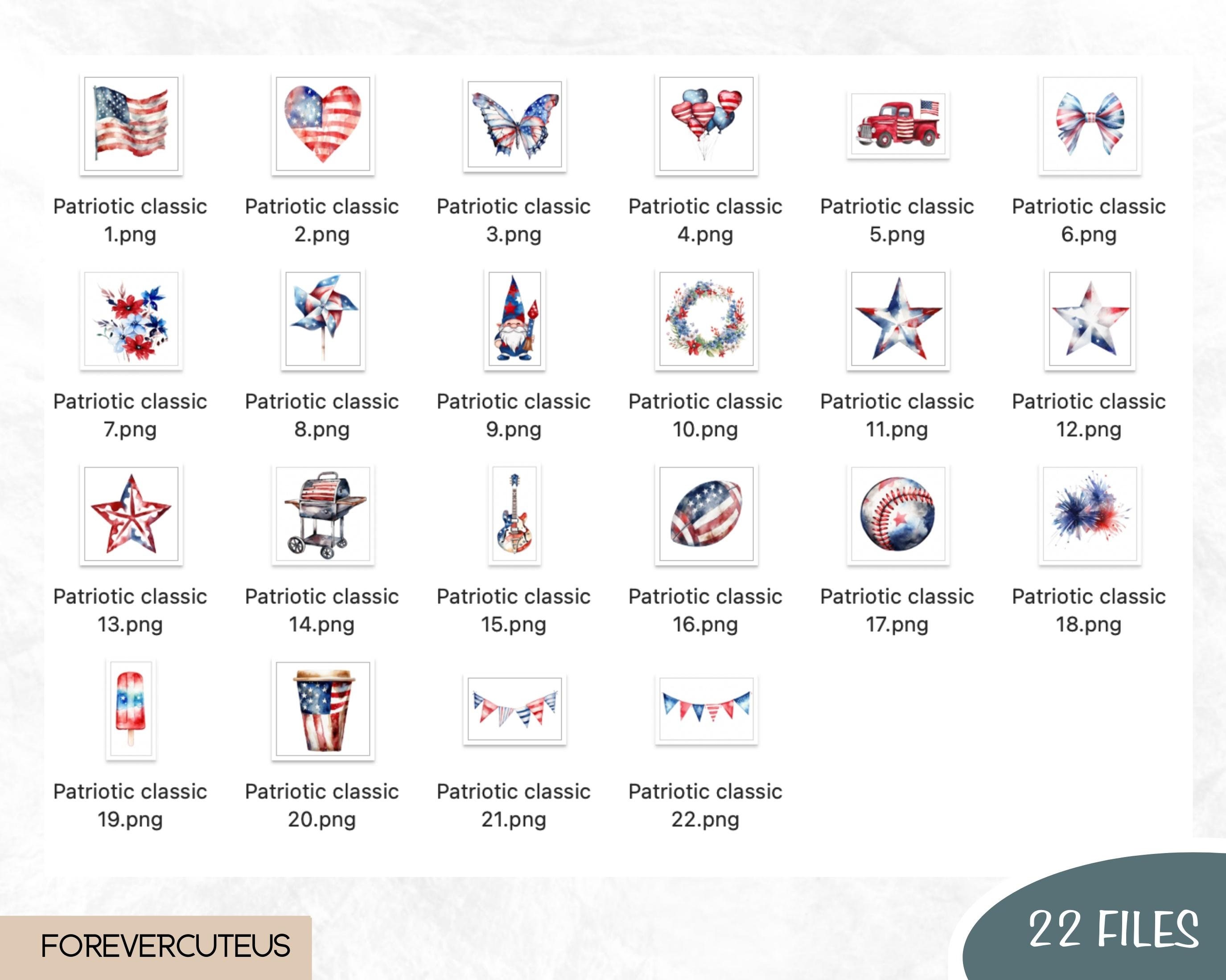 Patriotic 4th of July Clipart Bundle, Flag, Gnome (PNG Digital Download ...