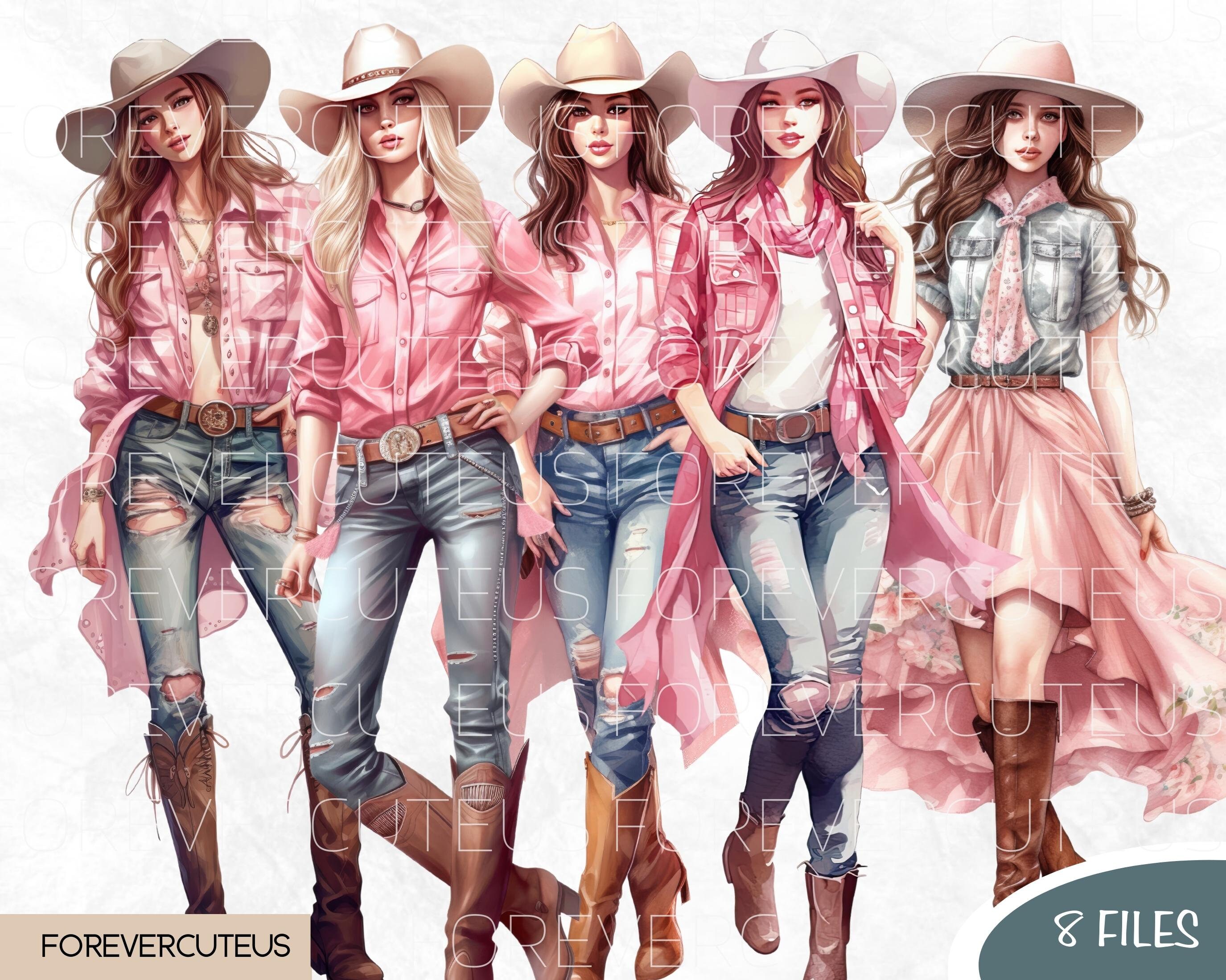 Pink Western Cowgirl Clipart Bundle Cowboy Girl Clipart - Etsy